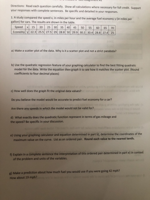 Solved Directions: Read each question carefully. Show all | Chegg.com