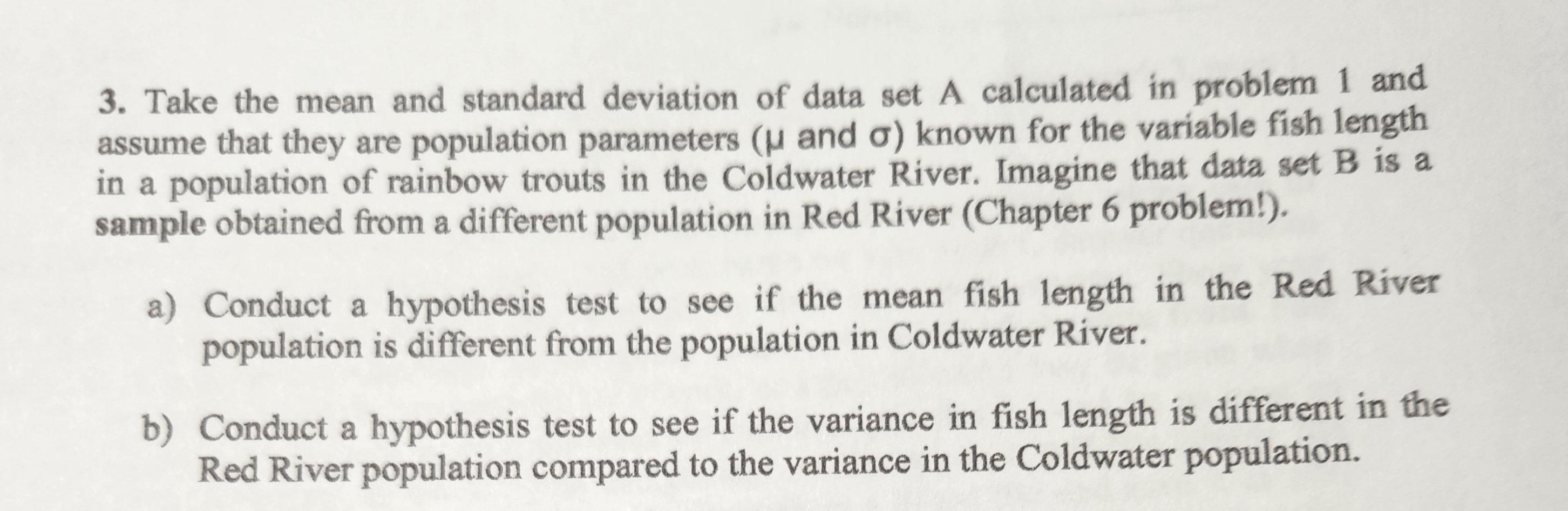 Solved 3. Take the mean and standard deviation of data set A | Chegg.com