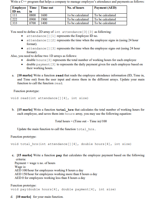 Solved Write a C++ program that helps a company to manage | Chegg.com