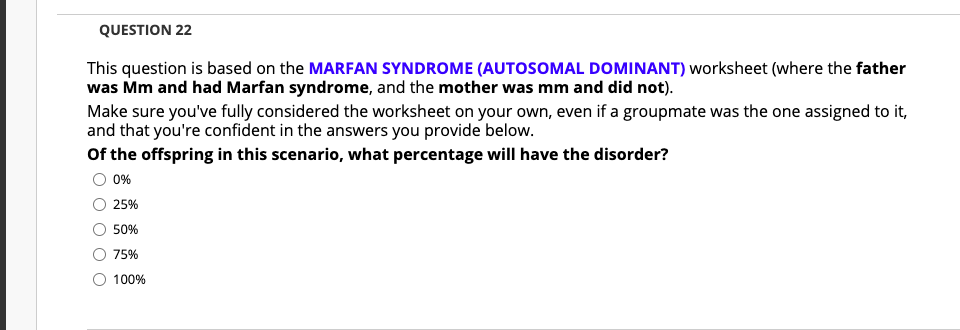 Solved QUESTION 22 This question is based on the MARFAN | Chegg.com