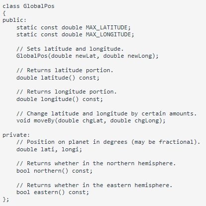 Solved class GlobalPos public: static const double | Chegg.com