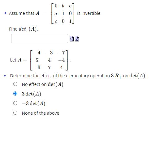 Solved • Assume that A го ь с1 a 10 is invertible. C 0 1 | Chegg.com