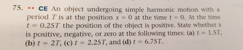 Solved 75. •• CE An object undergoing simple harmonic motion | Chegg.com