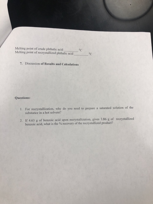 Solved Experiment 3 Crystallization and recrystallization | Chegg.com