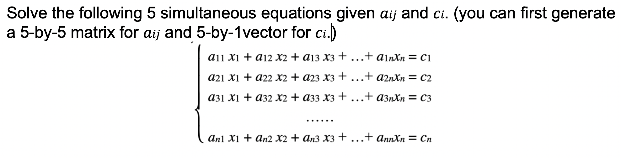 Solve the following 5 simultaneous equations given | Chegg.com