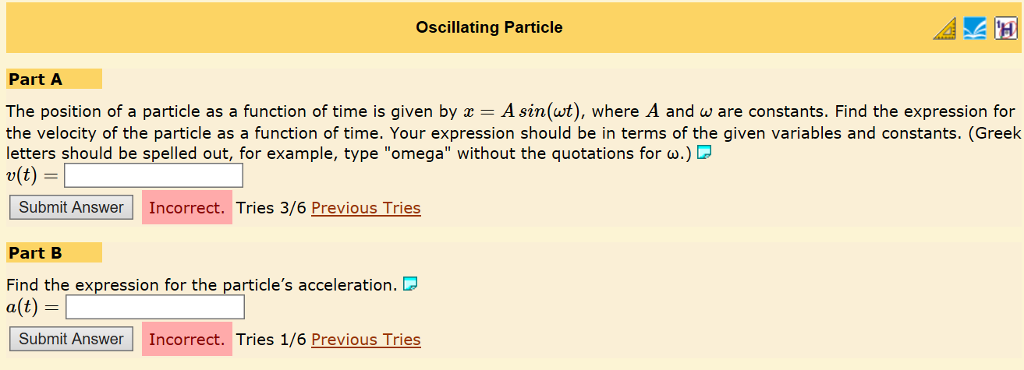 Solved Oscillating Particle Part A The position of a | Chegg.com