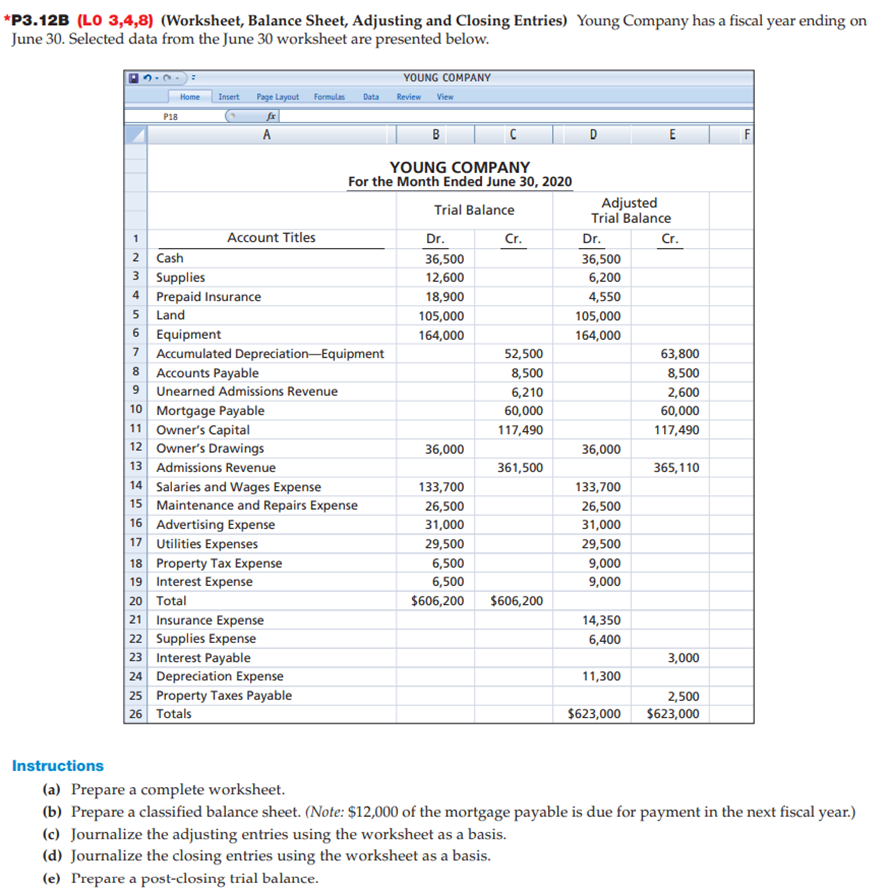 Solved "P3.12B (LO 3,4,8) (Worksheet, Balance Sheet, | Chegg.com