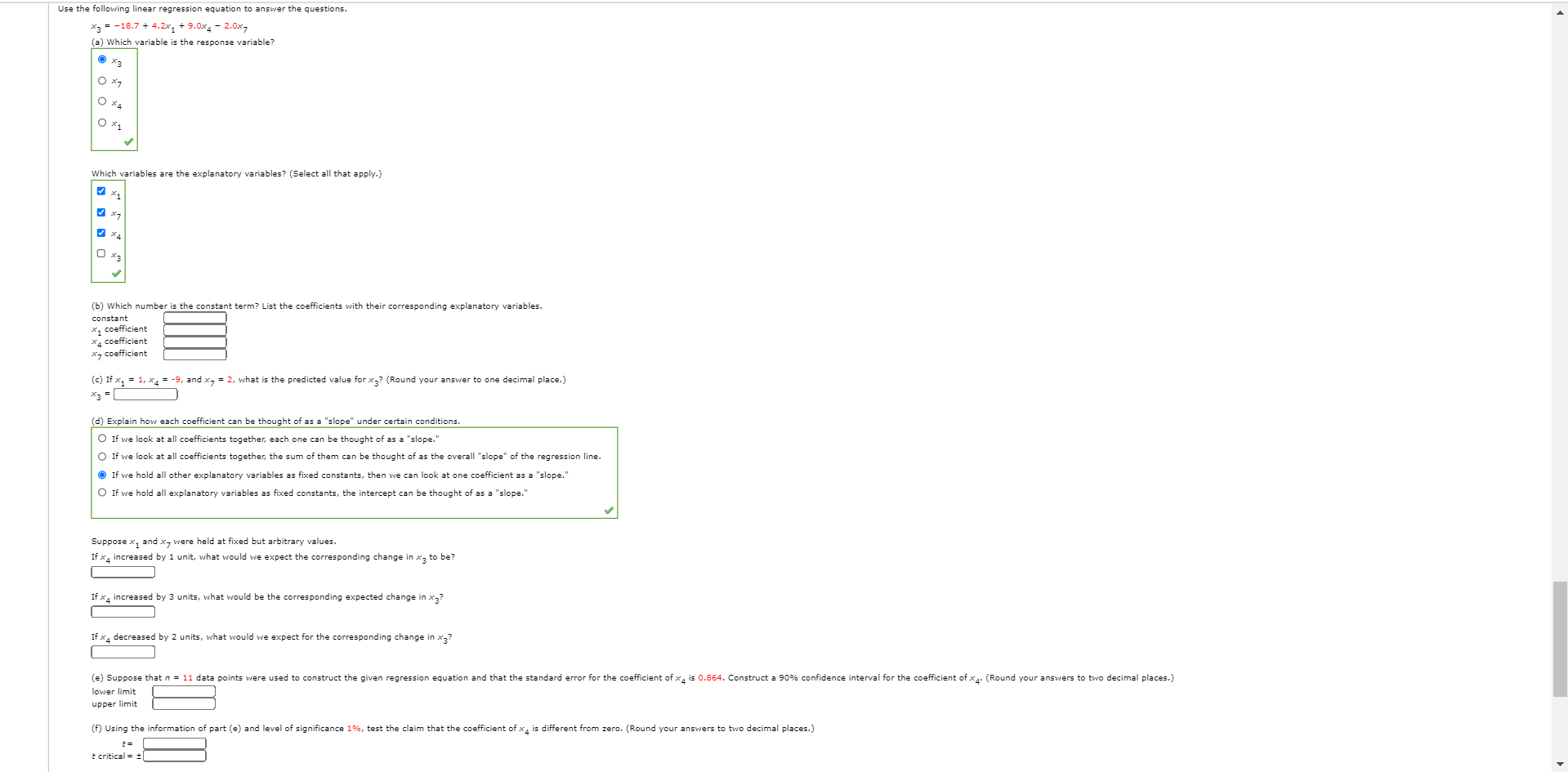 Solved Use the following linear regression equation to | Chegg.com