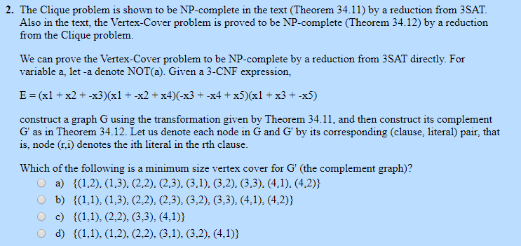 2. The Clique problem is shown to be NP-complete in | Chegg.com