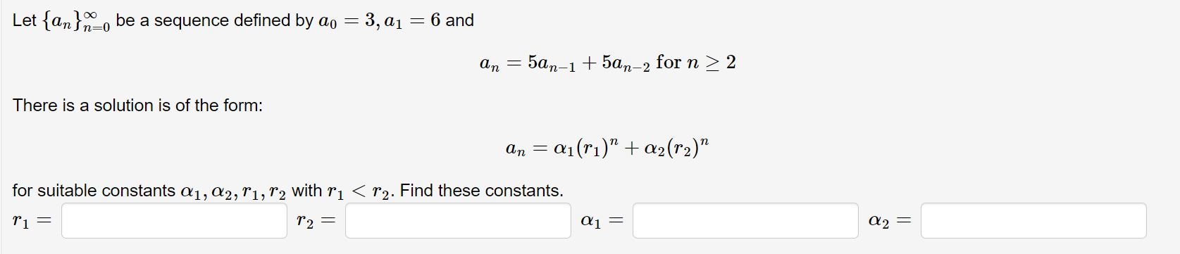 Solved Let {an}n=0∞ be a sequence defined by a0=3,a1=6 and | Chegg.com