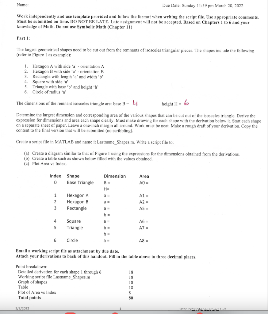 Name: Due Date: Sunday 11:59 pm March 20, 2022 Work | Chegg.com