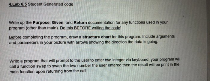 Solved 4.Lab 6.5 Student Generated code Write up the | Chegg.com