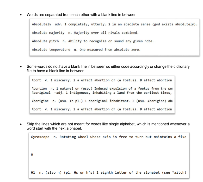 Solved Word suggestion and Meaning Implement Tries for | Chegg.com