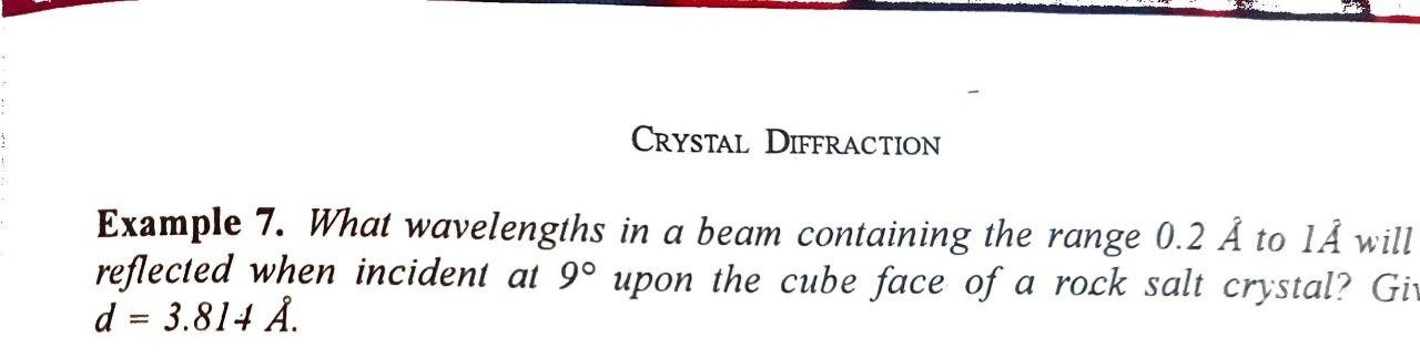 Solved CRYSTAL DIFFRACTION Example 7. What wavelengths in a | Chegg.com