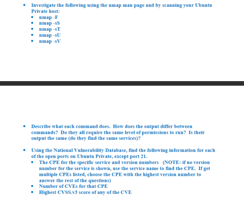 Investigate the following using the nmap man page and | Chegg.com