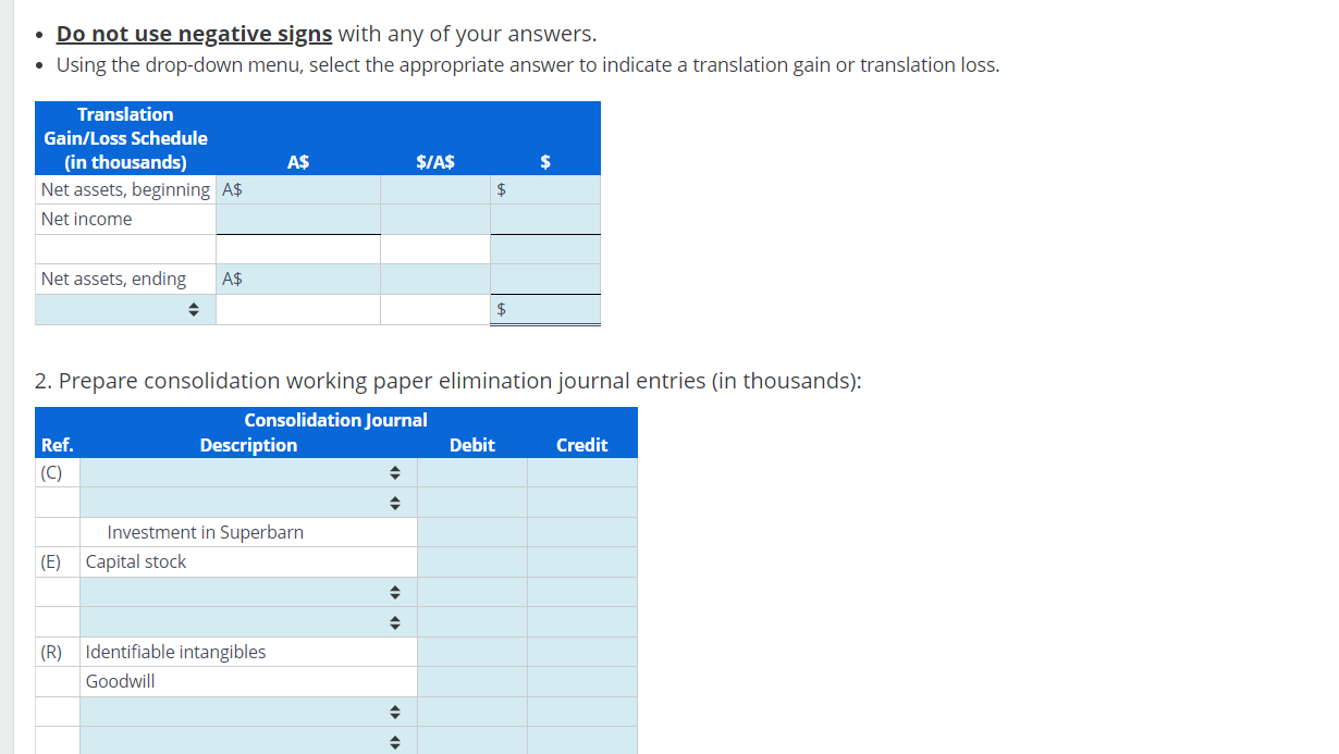 2. Prepare consolidation working paper elimination | Chegg.com