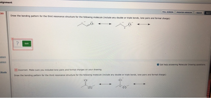 Solved pattern for the resonance structure for the following | Chegg.com