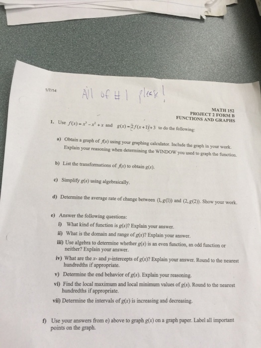 Solved Al of MATH 152 PROJECT 2 FORMEB FUNCTIONS AND GRAPHS | Chegg.com