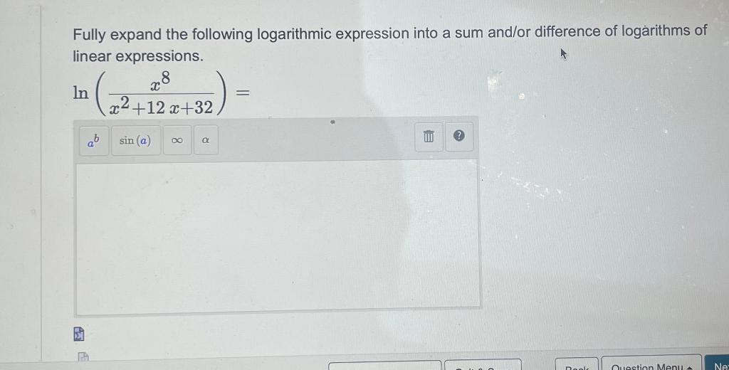 Solved Fully expand the following logarithmic expression | Chegg.com Solved Fully expand the following logarithmic expression | Chegg.com