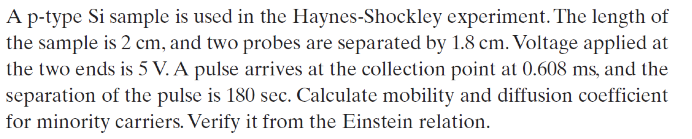 Solved A p-type Si sample is used in the Haynes-Shockley | Chegg.com