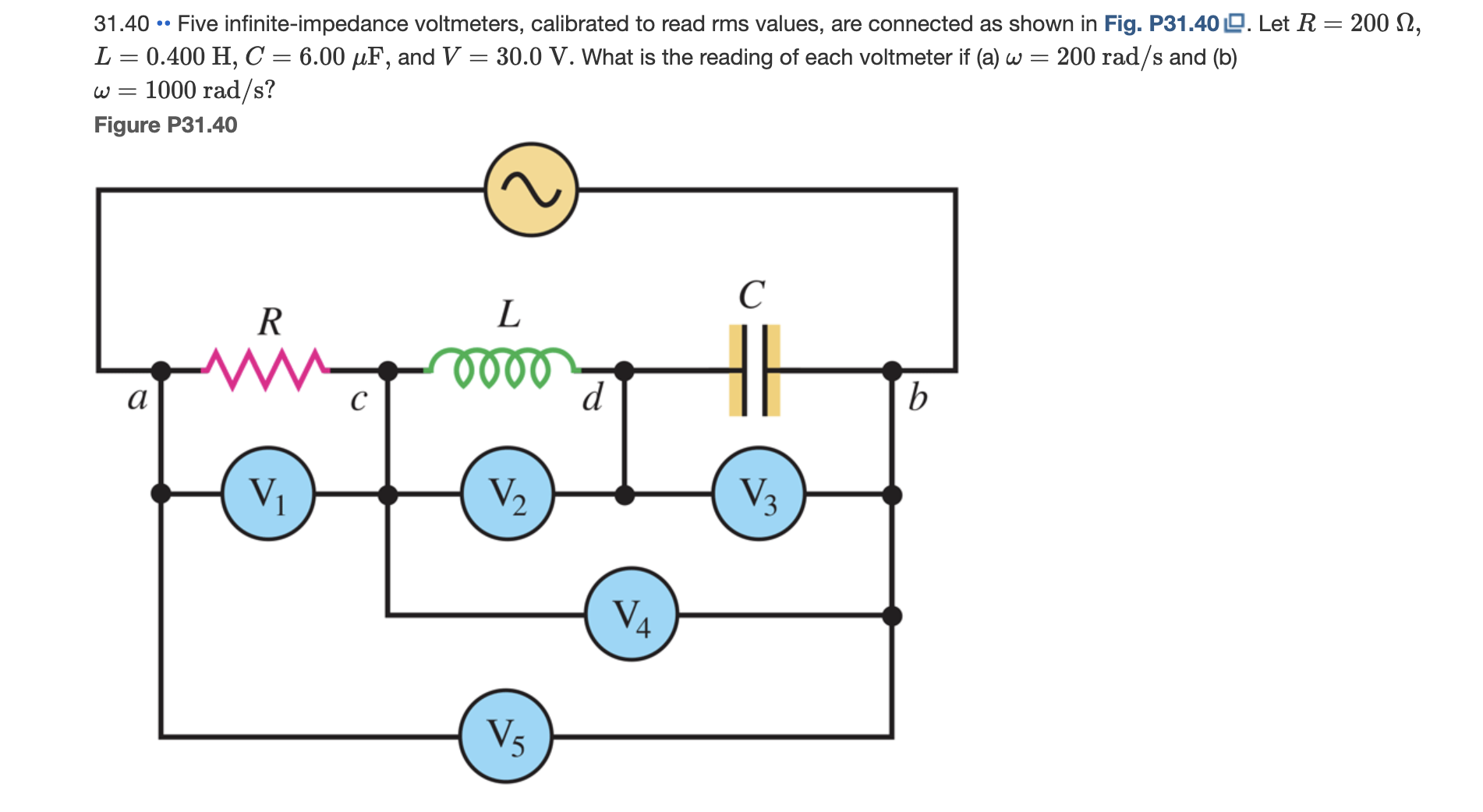 Solved 31.40 ⋅ Five infinite-impedance voltmeters, | Chegg.com