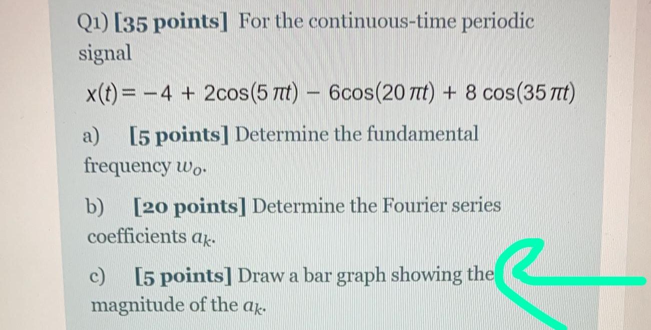 Solved Q1) [35 points] For the continuous-time periodic | Chegg.com