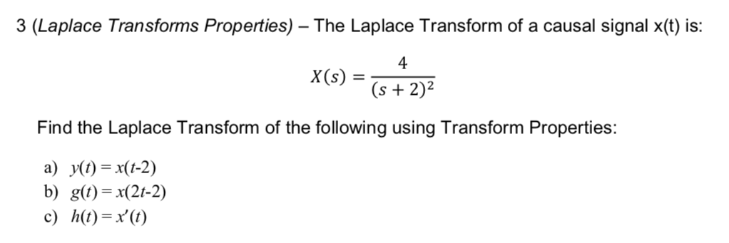 Solved (Laplace Transforms Properties) The Laplace Transform | Chegg.com