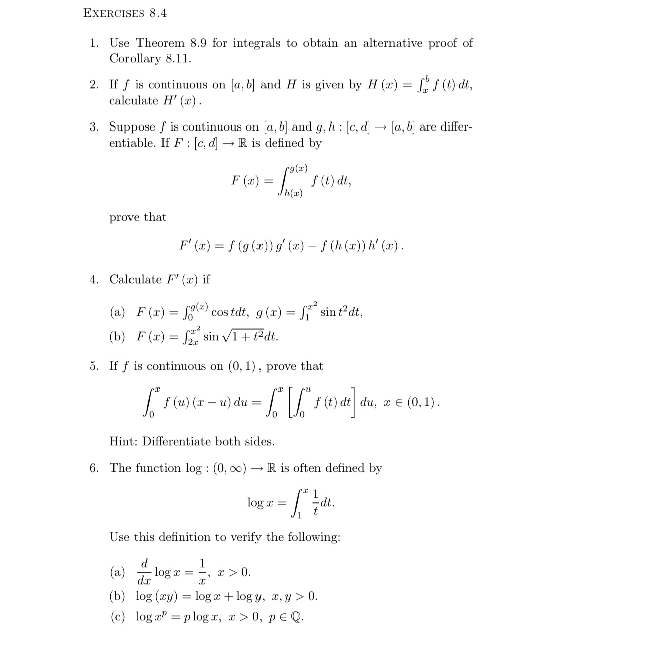 1. Use Theorem 8.9 for integrals to obtain an | Chegg.com
