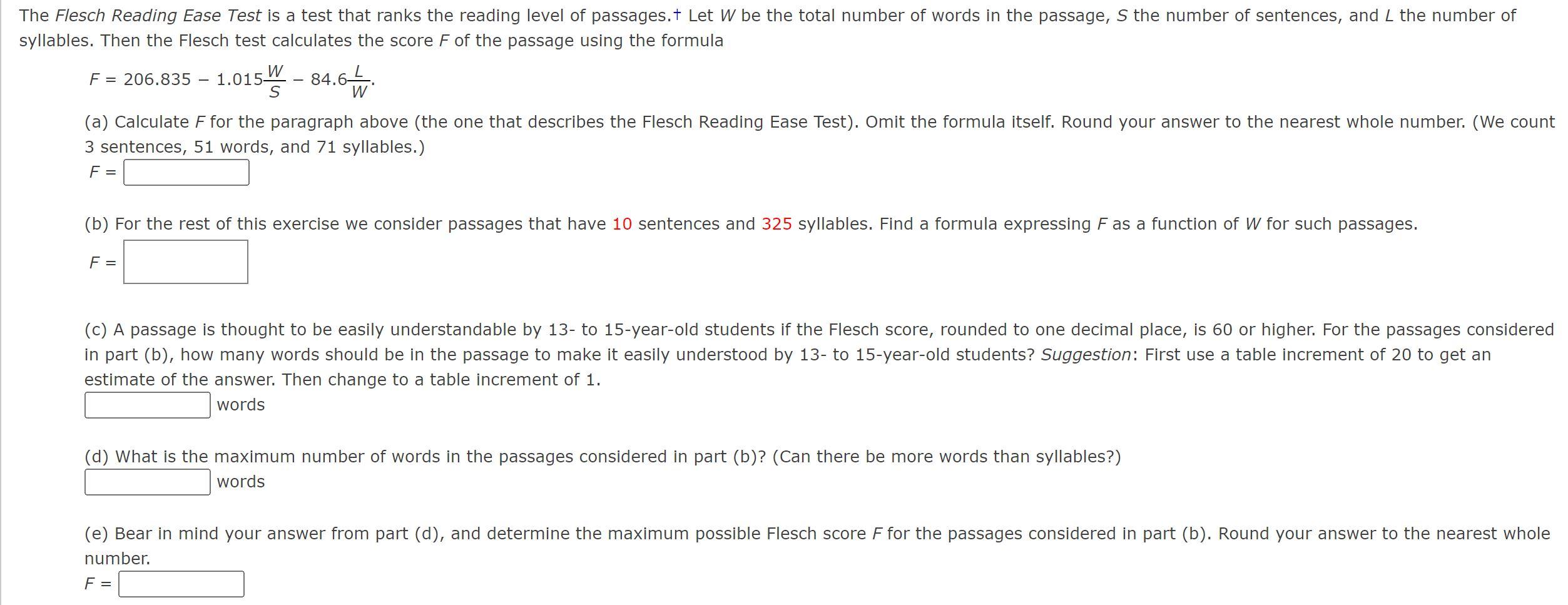 Solved e Flesch Reading Ease Test is a test that ranks the | Chegg.com