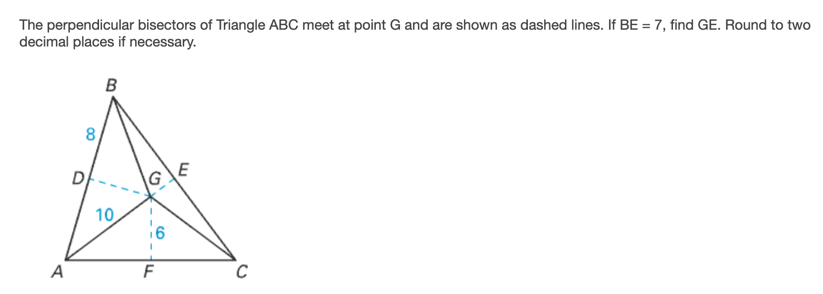 Solved The perpendicular bisectors of Triangle ABC meet at | Chegg.com