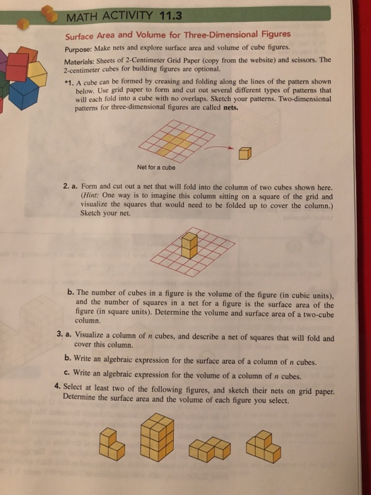 Solved MATH ACTIVITY 11.3 Surface Area and Volume for | Chegg.com