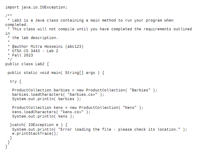 Solved This class will represent a ProductCollection object | Chegg.com