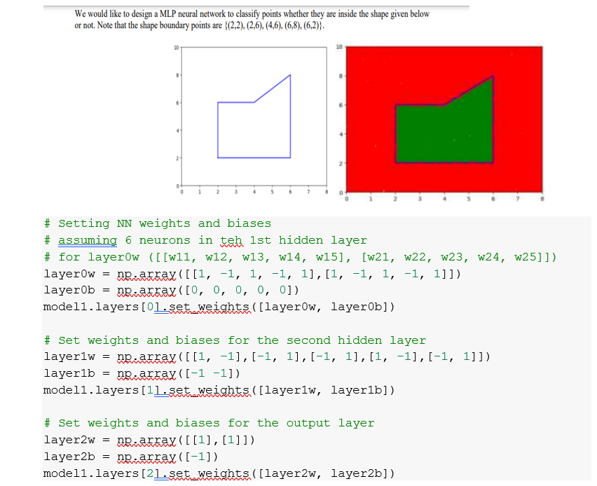 Fill the below code with the right weights that gives | Chegg.com