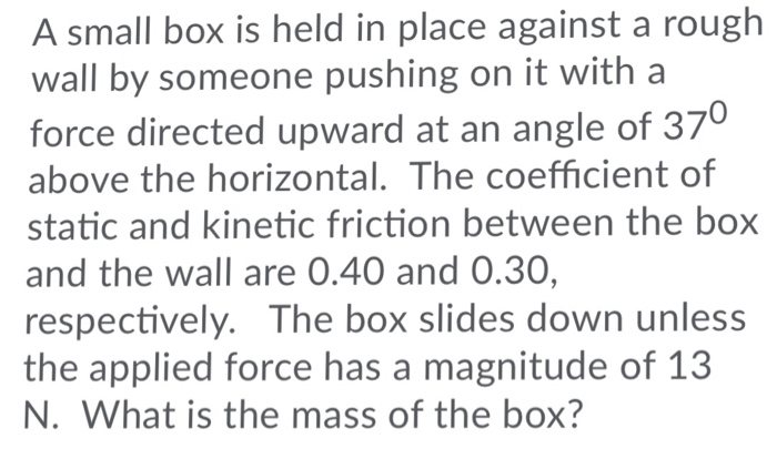 Solved A small box is held in place against a rough wall by | Chegg.com