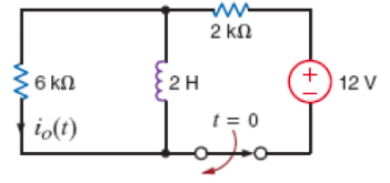 Solved For the circuit shown below, find i0 (t) for t > 0. | Chegg.com