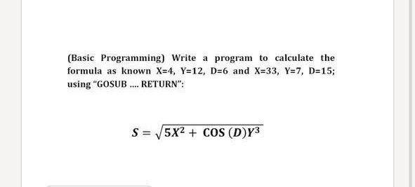 Solved (Basic Programming) Write a program to calculate the | Chegg.com