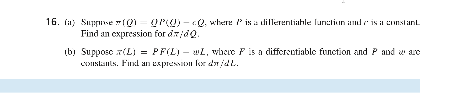 Solved 6. (a) Suppose π(Q)=QP(Q)−cQ, where P is a | Chegg.com