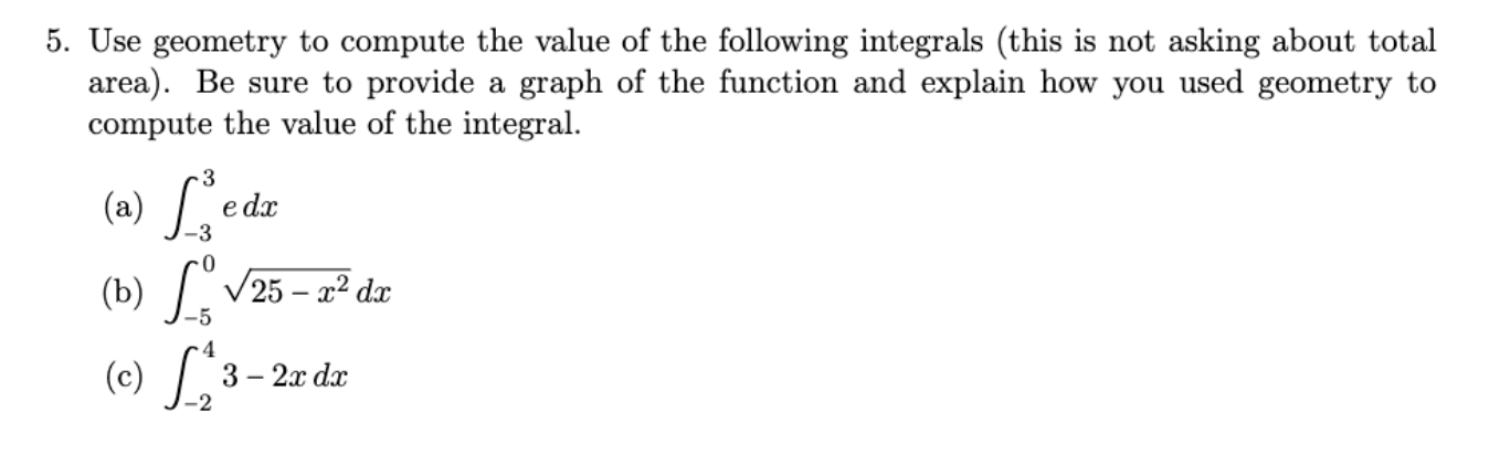 Solved Use geometry to compute the value of the following | Chegg.com