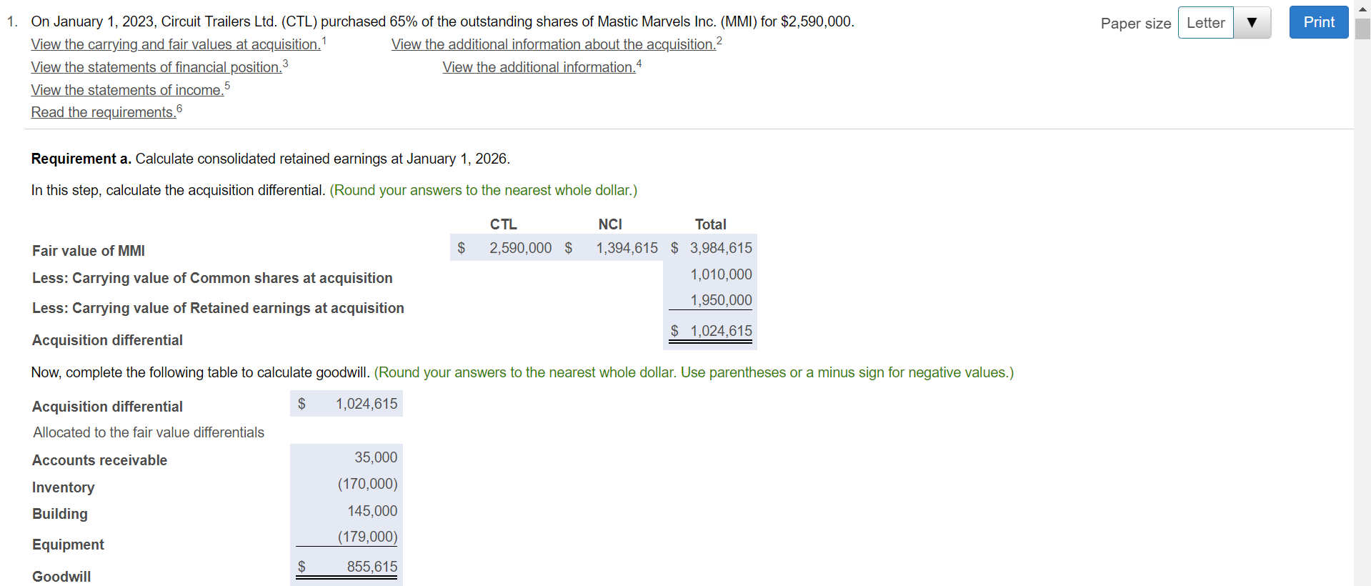 Explain the answers and the methodology of getting | Chegg.com