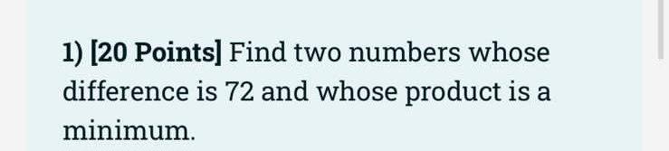 Solved 1) (20 Points) Find two numbers whose difference is | Chegg.com