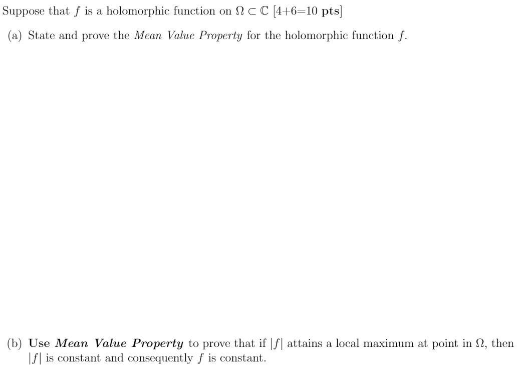 Solved Suppose that f is a holomorphic function on 12 C C | Chegg.com