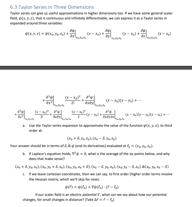 Solved 6.3 Taylor Series in Three Dimensions Taylor series | Chegg.com