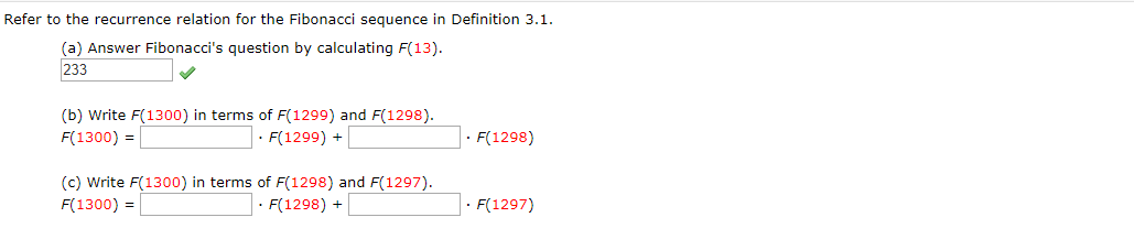 Solved Refer to the recurrence relation for the Fibonacci | Chegg.com