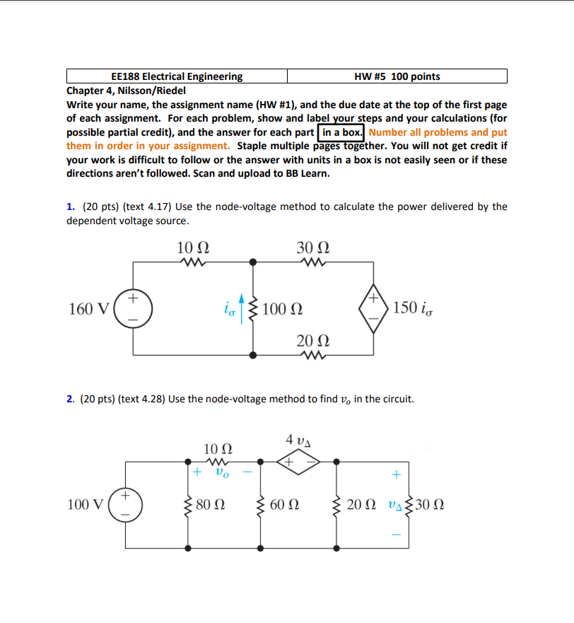 Solved Chapter 4, Nilsson/Riedel Write your name, the | Chegg.com