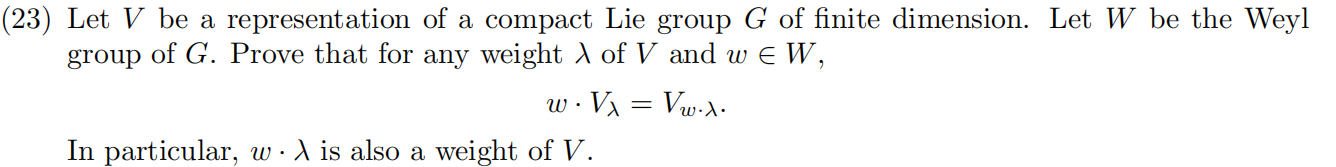 Solved 23) Let V be a representation of a compact Lie group | Chegg.com