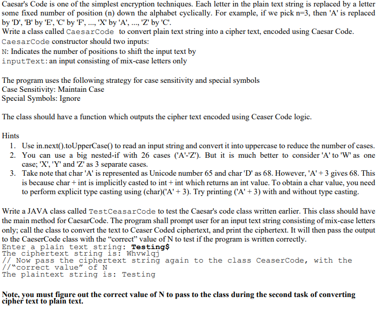 Solved Caesar's Code is one of the simplest encryption | Chegg.com
