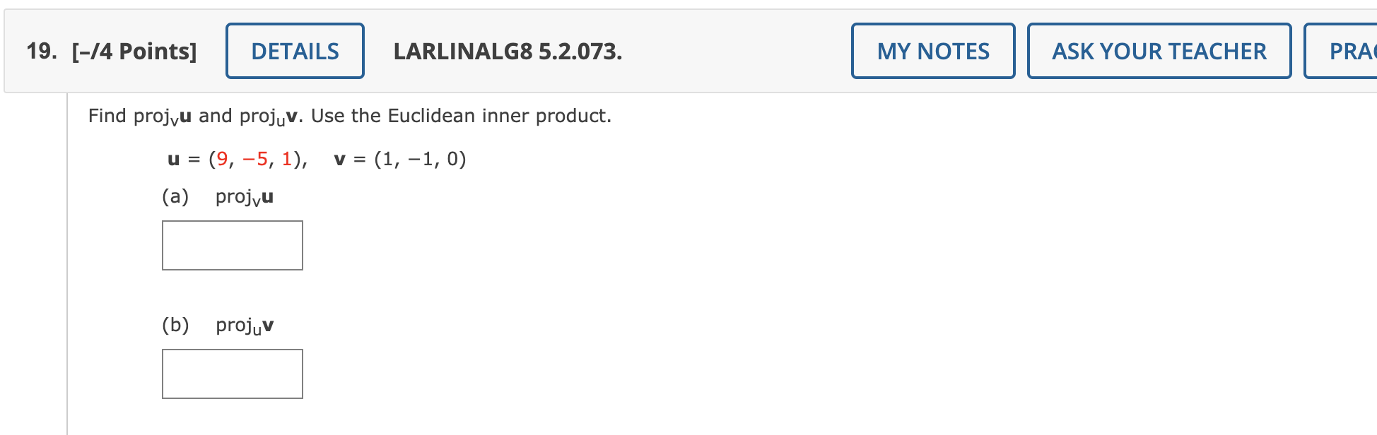Solved Find projvu and projuv. Use the Euclidean inner | Chegg.com