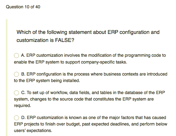 Solved Question 10 of 40 Which of the following statement | Chegg.com