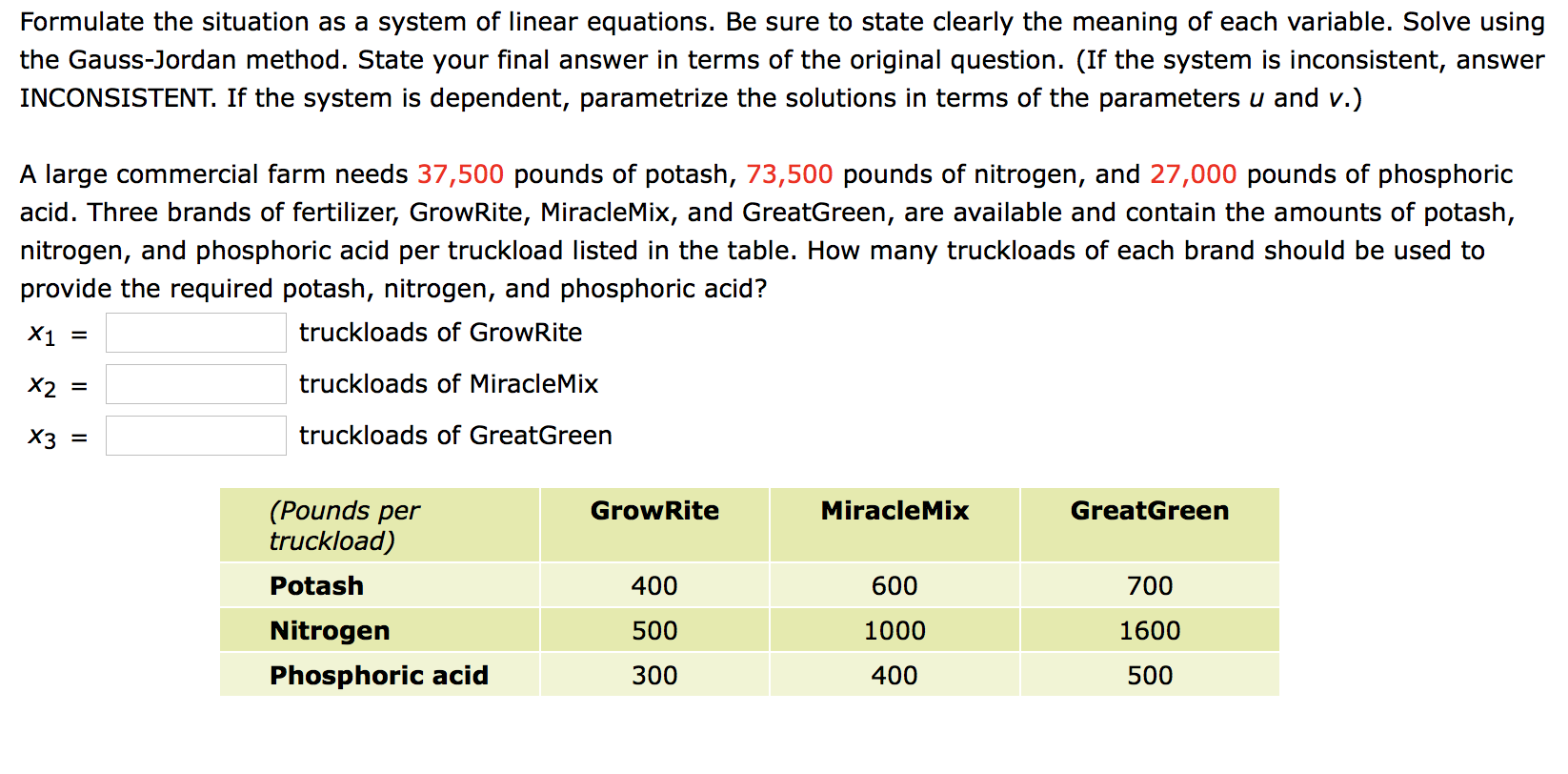 Solved Formulate the situation as a system of linear | Chegg.com