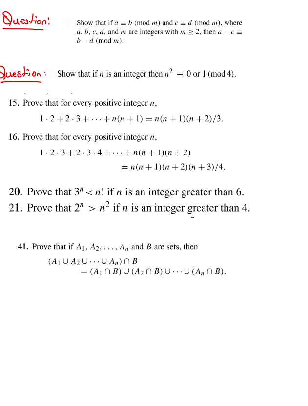 Solved Question:Show that if a-=b(modm) ﻿and c-=d(modm), | Chegg.com